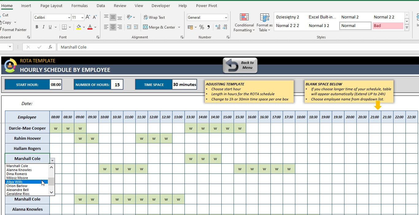 Employee Rotation Schedule Excel Template: Staff Planner Worksheet - Etsy