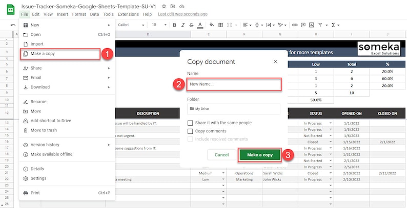 Issue Tracker | Google Sheets Template | Track Project Management ...