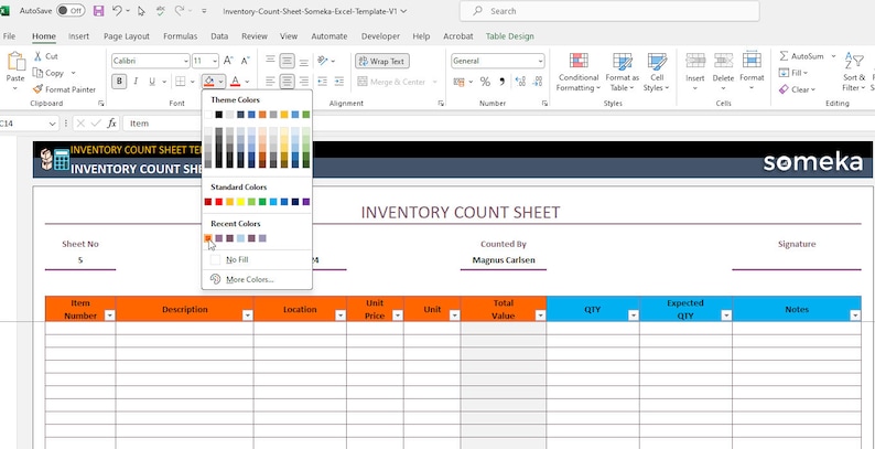 Inventory Count Sheet | Excel Template | Stock Management (digital ...