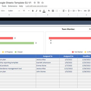 Employee Task List: Google Sheets Template (team to Do List) - Etsy
