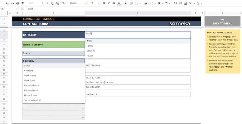 Contact List | Google Sheets Template | Keep All Your Customer Data - Etsy