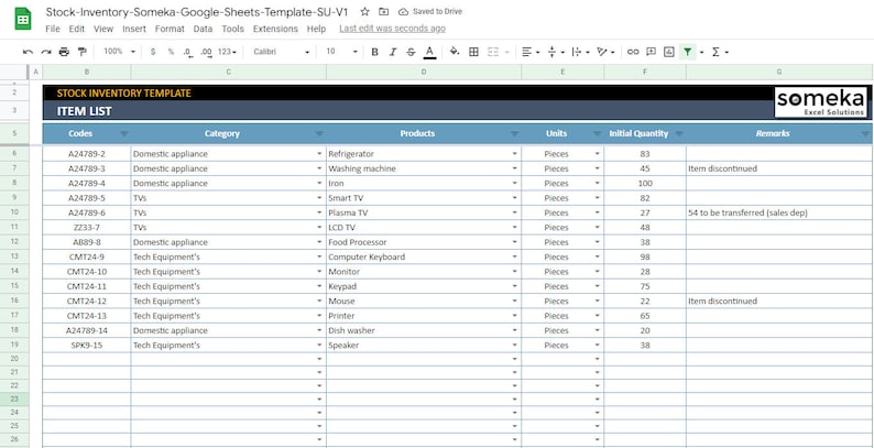 Stock & Inventory Tracker | Stock Tracking in Google Sheets | Stock ...