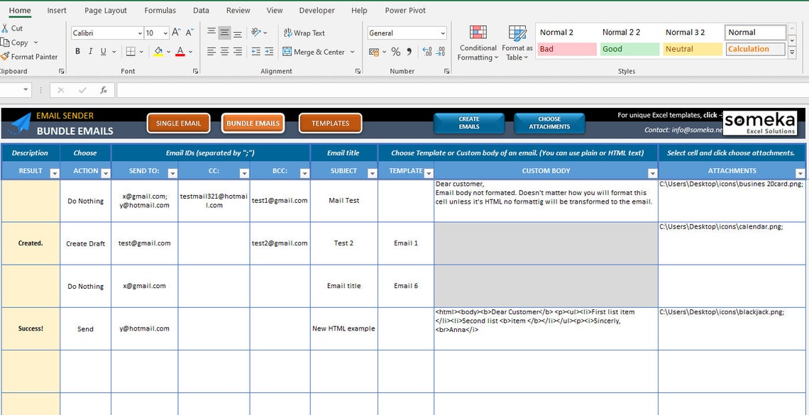 Mail Merge & Email Sender Excel Template Bulk (Download Now) - Etsy
