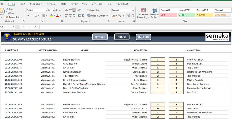 League Schedule Maker Football Schedule Excel Template Etsy League Schedule Maker Football Schedule Excel Template Etsy