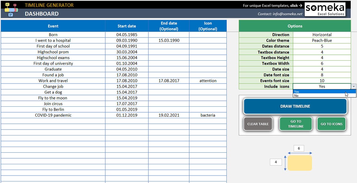 Timeline Generator Template | Excel Timeline Maker | Excel Tools ...