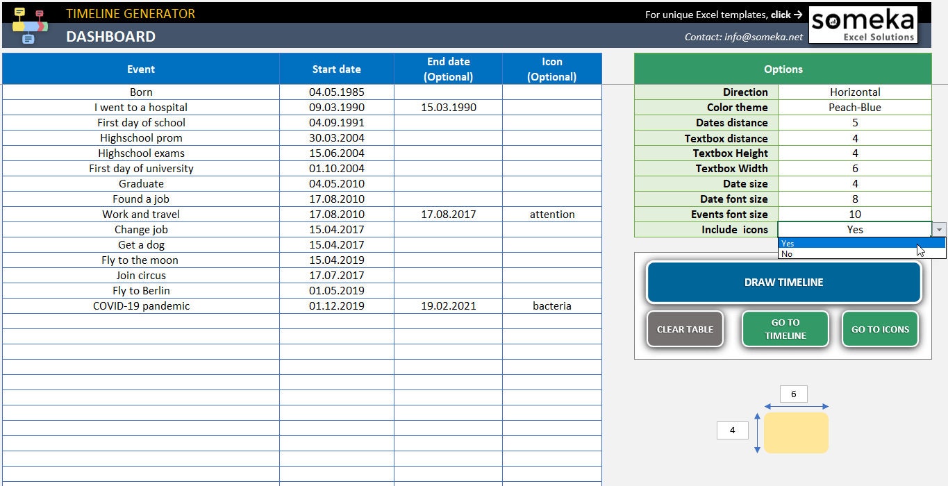 Timeline Generator Template | Excel Timeline Maker | Excel Tools ...