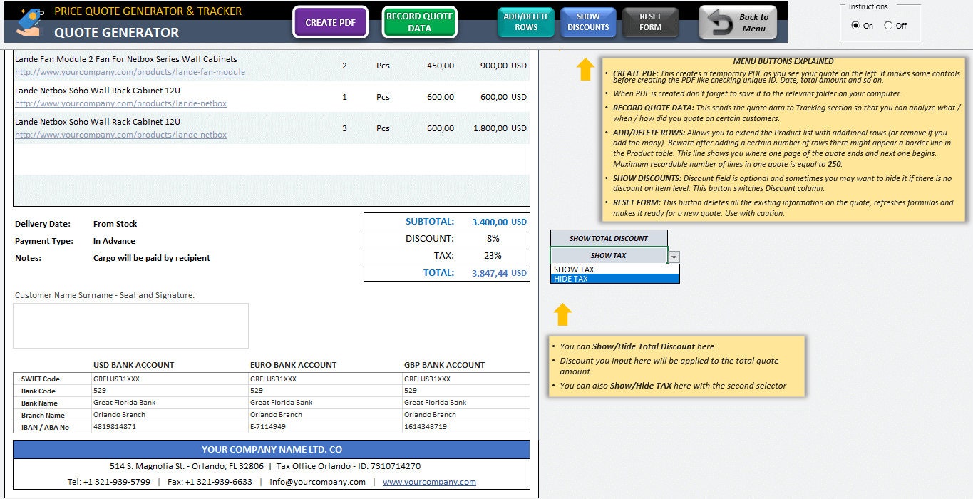 Excel Quotation Generator With Database | Quotation Spreadsheet ... Excel Quotation Generator With Database | Quotation Spreadsheet ...