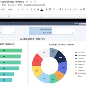 Recruitment Tracker | Google Sheets Template | Recruit Track Dashboard ...
