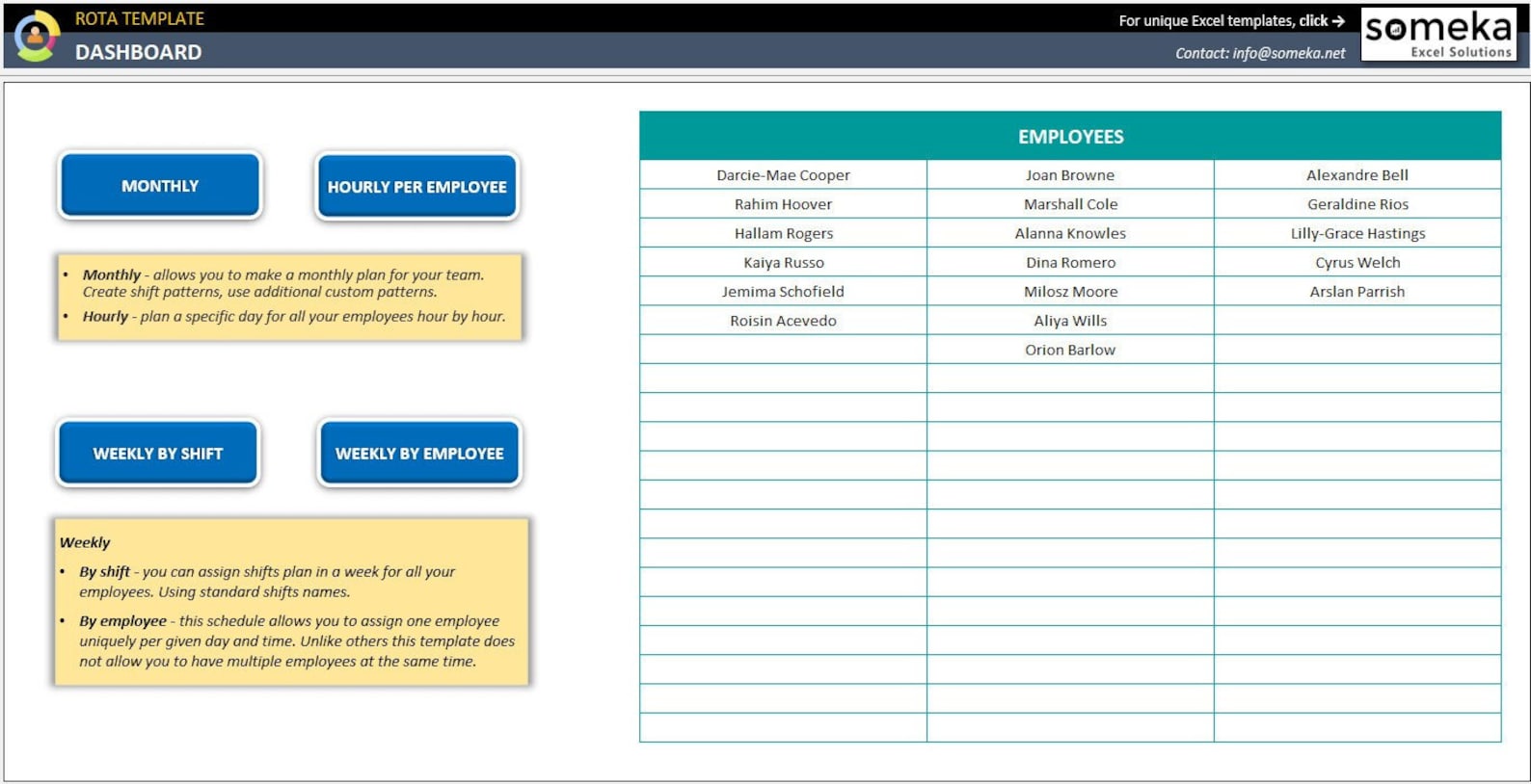 Employee Rotation Schedule Excel Template: Staff Planner Worksheet - Etsy