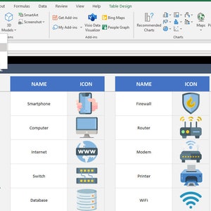 Network Diagram Excel Template: Topology Diagram Creator - Etsy