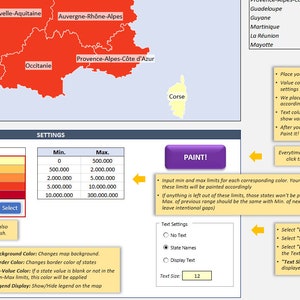 France Heat Map Generator | Automatic City Coloring Excel Template ...