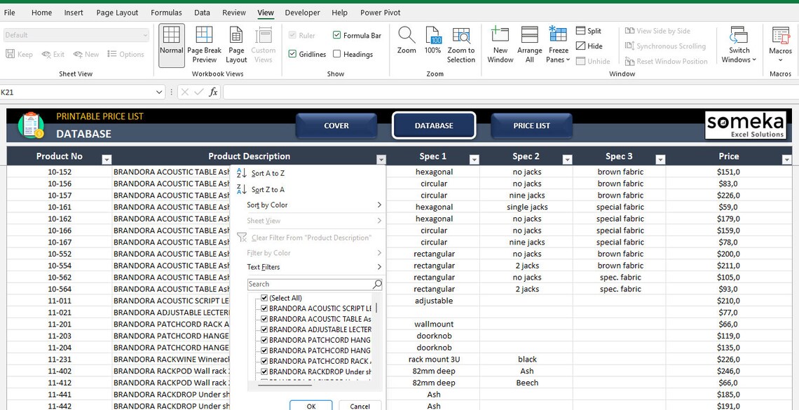 Price List Template in Excel | Ready to Download | Printable ...