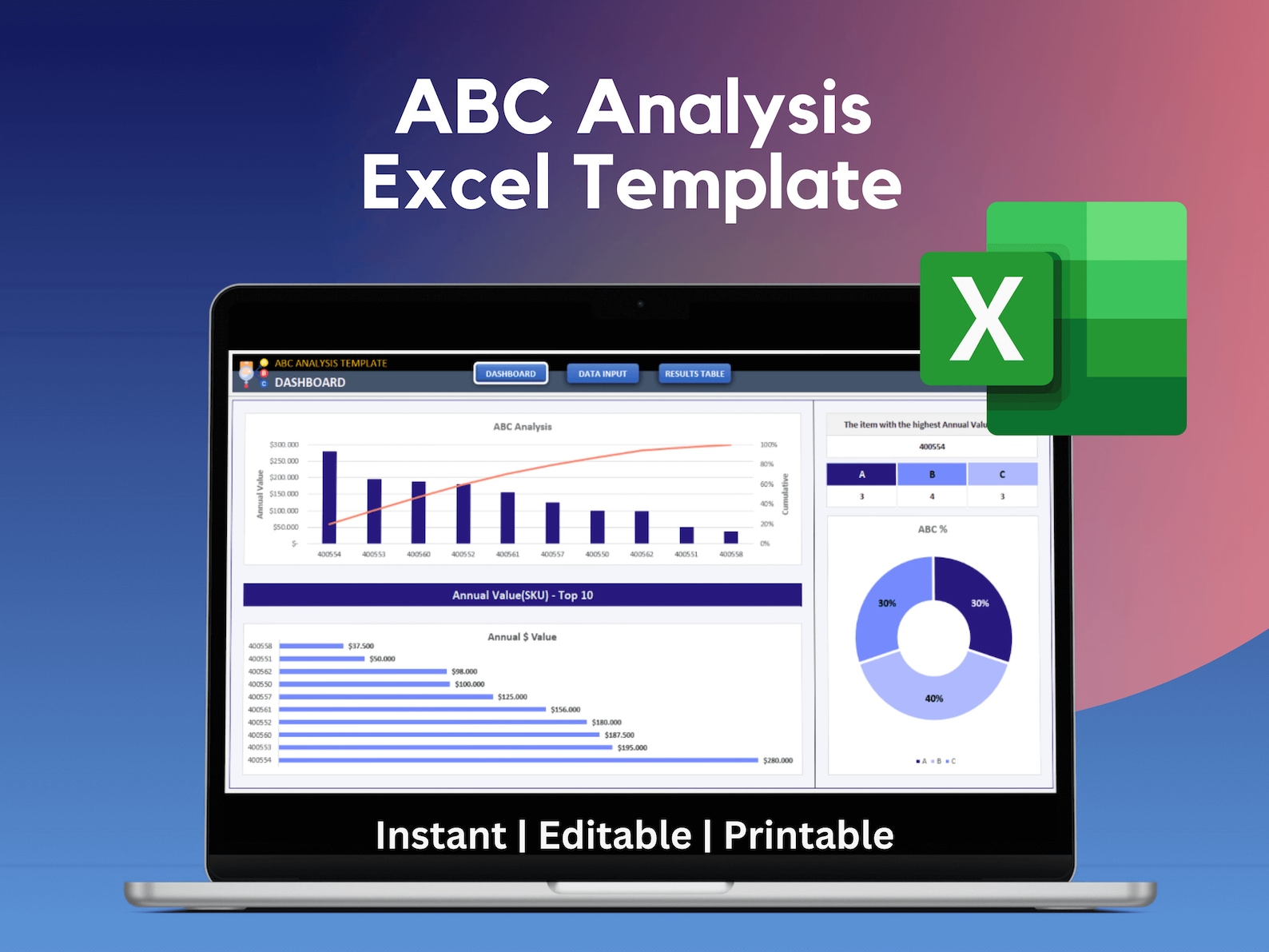 ABC Analysis Excel Template: Inventory Management (digital Download) - Etsy