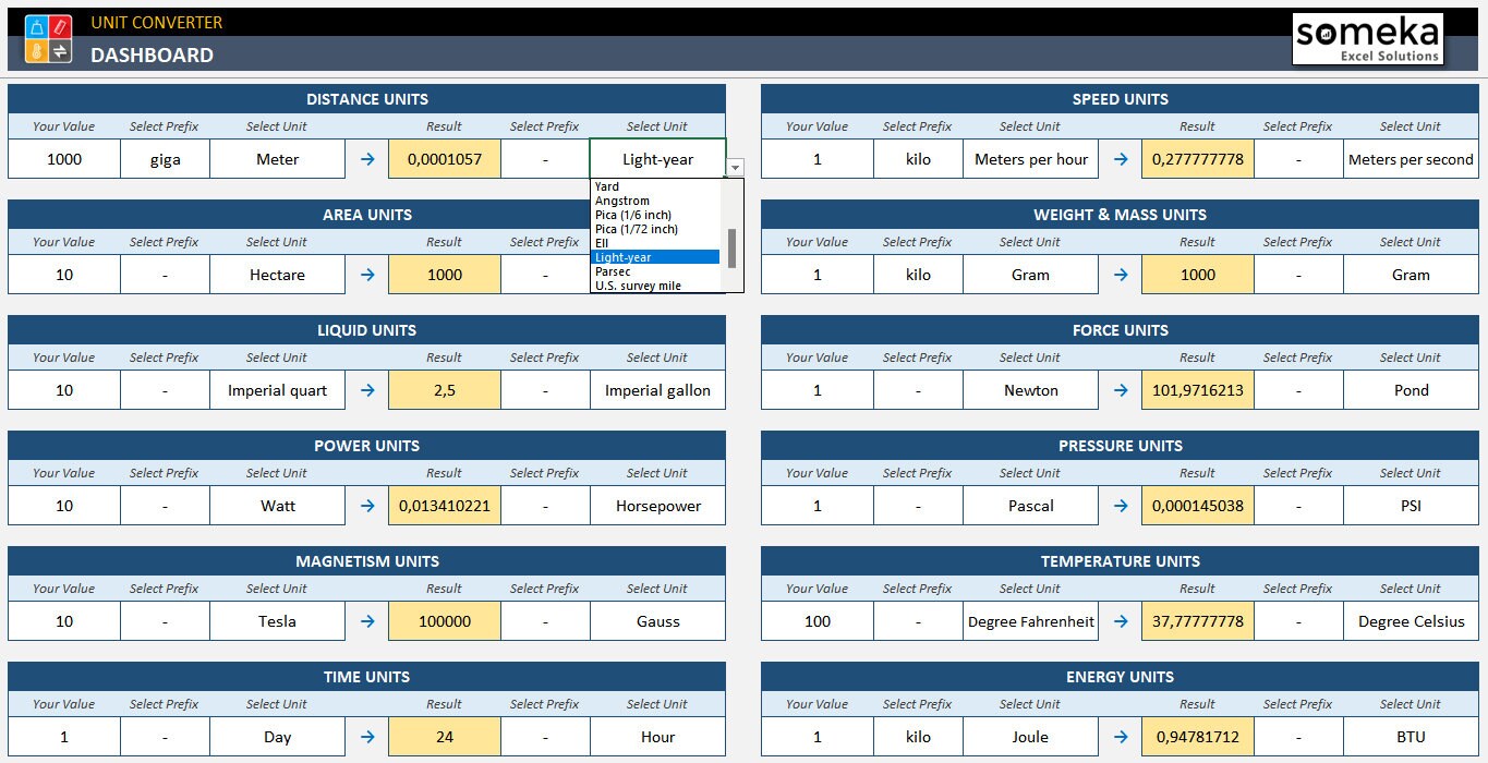 Unit Converter | Excel Template for Easy Unit Conversion | Online ...