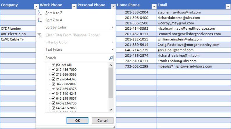 Modèle de liste de contacts dans Excel Prêt à imprimer | Etsy