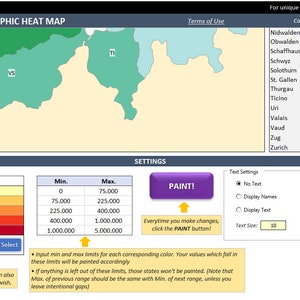 Switzerland Geographic Heat Map | Excel Template | Density Map ...