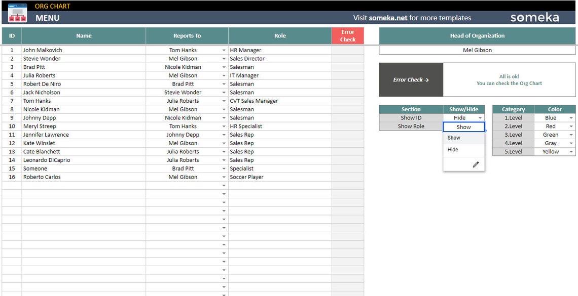 Org Chart Google Sheets Template Organizational Chart Generator Create ...