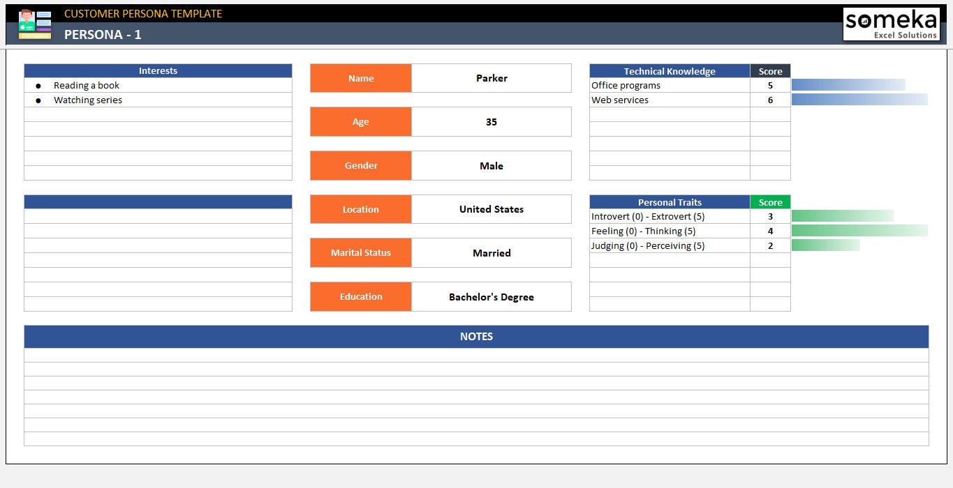 Buyer Persona Excel Template: Customer Profile Visualization - Etsy