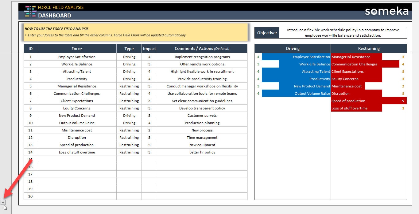 Force Field Analysis Template Excel Template Printable FFA Model ...