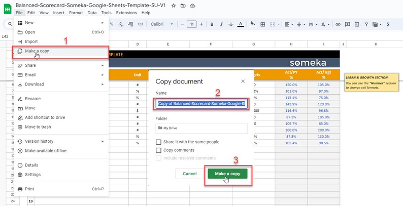 Balanced Scorecard | Google Sheets | BSC Model| Business Score Cards ...