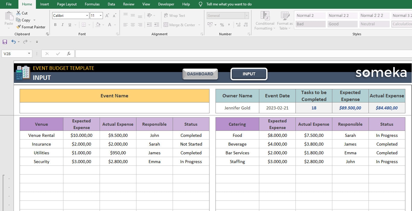 Event Budget Excel Template: Dynamic Budgeting Dashboard - Etsy