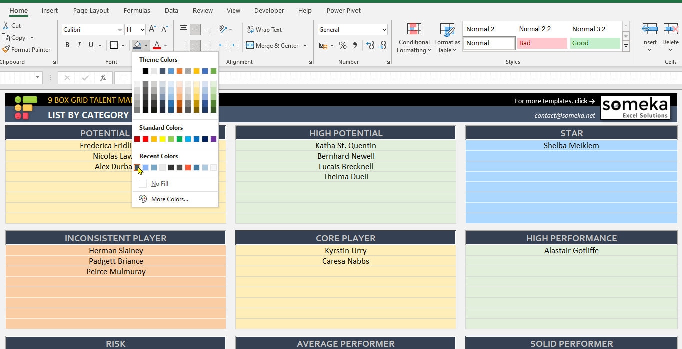 9 Box Grid Talent Management Excel Template: Employee Performance - Etsy