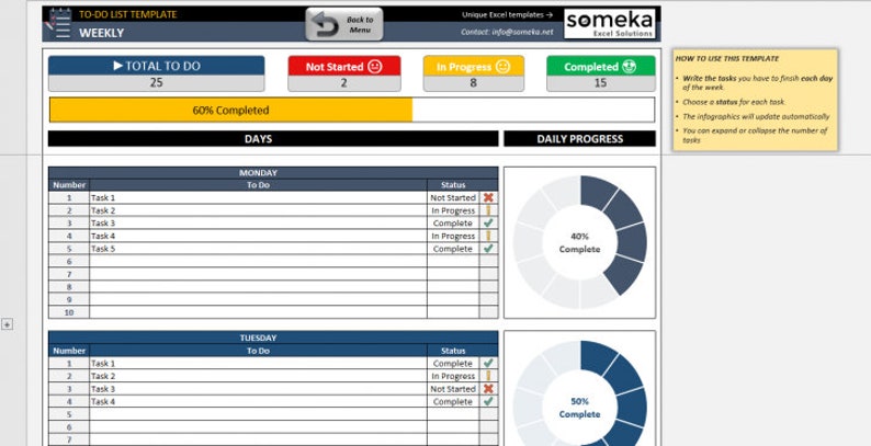 Excel Task List Template: Daily, Weekly, Monthly Tracker - Etsy