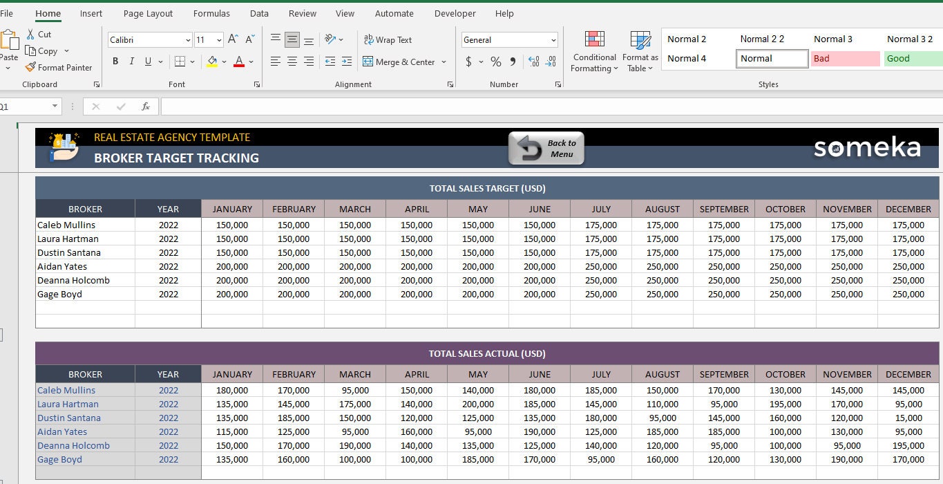 Real Estate Agency Excel Template | Track Your Brokers and Properties ...