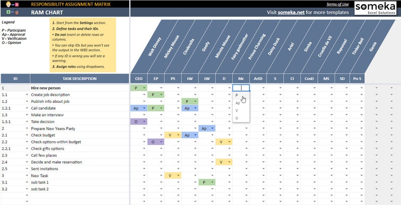 Responsibility Assignment Matrix | RACI Chart | Google Sheets Template ...