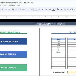 Google Sheets Purchase Order Template | Editable PO Form - Etsy