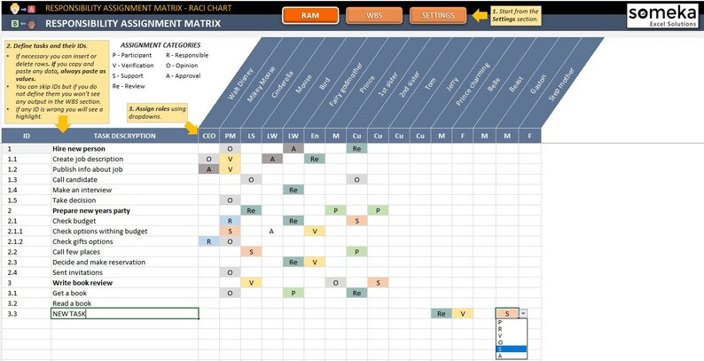 Responsibility Assignment Matrix | RACI Chart | Excel Template ...