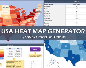 World Heat Map Excel Template | Density Map | Automatic City Coloring ...
