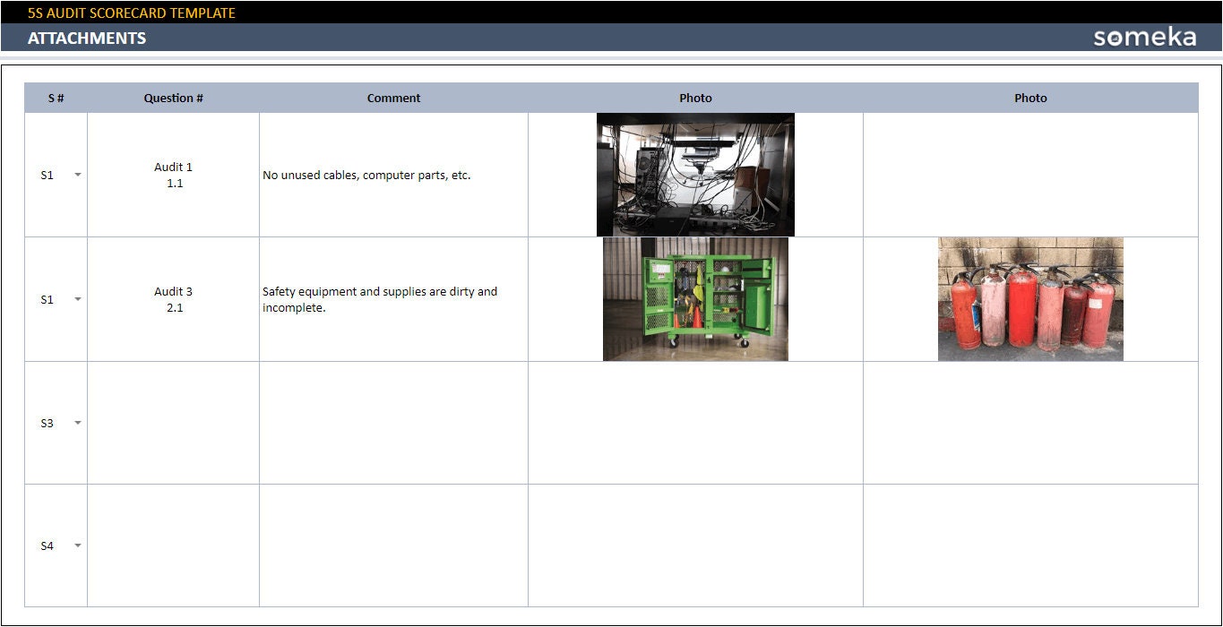 5S Audit Scorecard: Google Sheets Template (printable) - Etsy