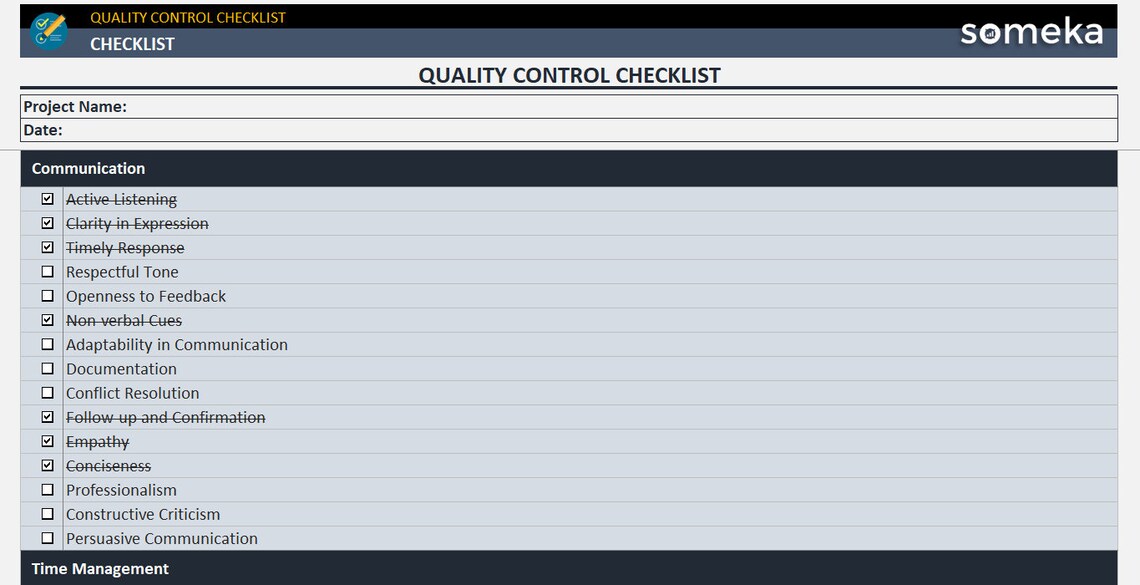 Quality Control Checklist | Excel Template | QA Checklist | Printable ...