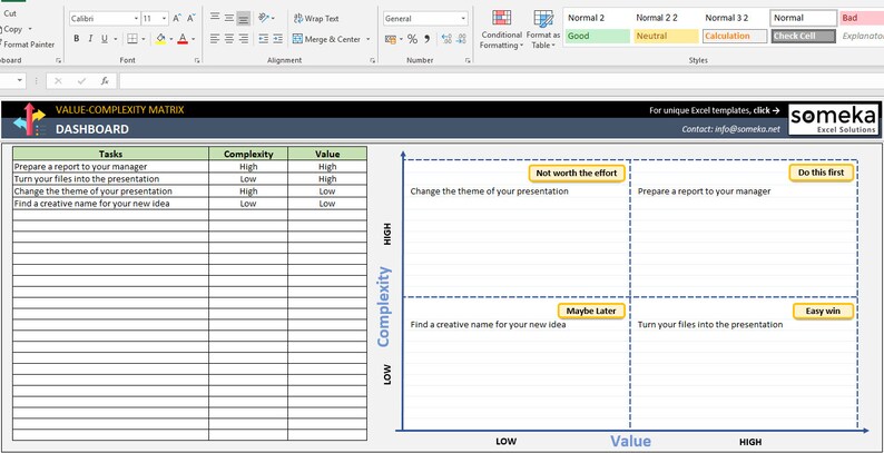 Impact-effort Matrix Excel Template: Task Prioritization Spreadsheet - Etsy