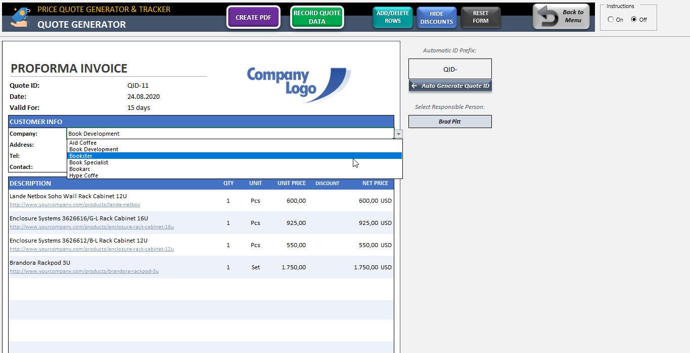 Excel Quotation Generator With Database | Quotation Spreadsheet ... Excel Quotation Generator With Database | Quotation Spreadsheet ...