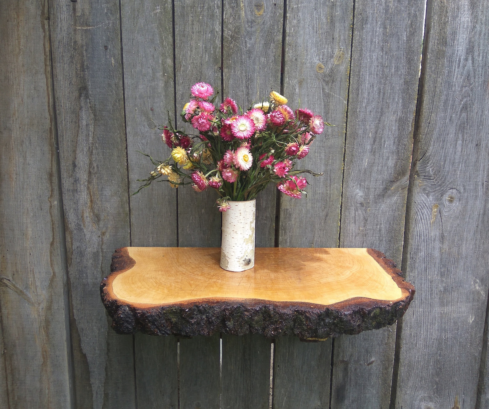 Floating Shelf, Rustic Wood Shelf, Live Edge, Large Birch Wood Shelf ...