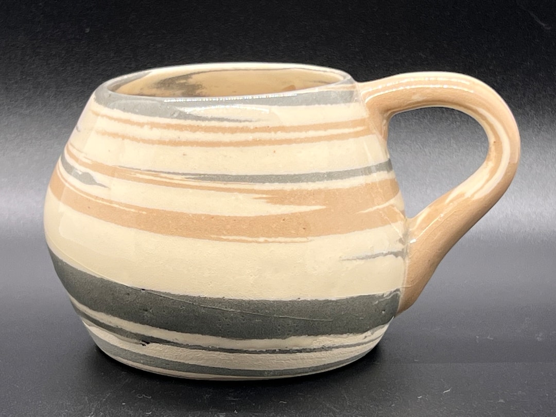 Hand Thrown Asymmetrical Ceramic Agateware/nerikomi Coffee Mug/teacup ...