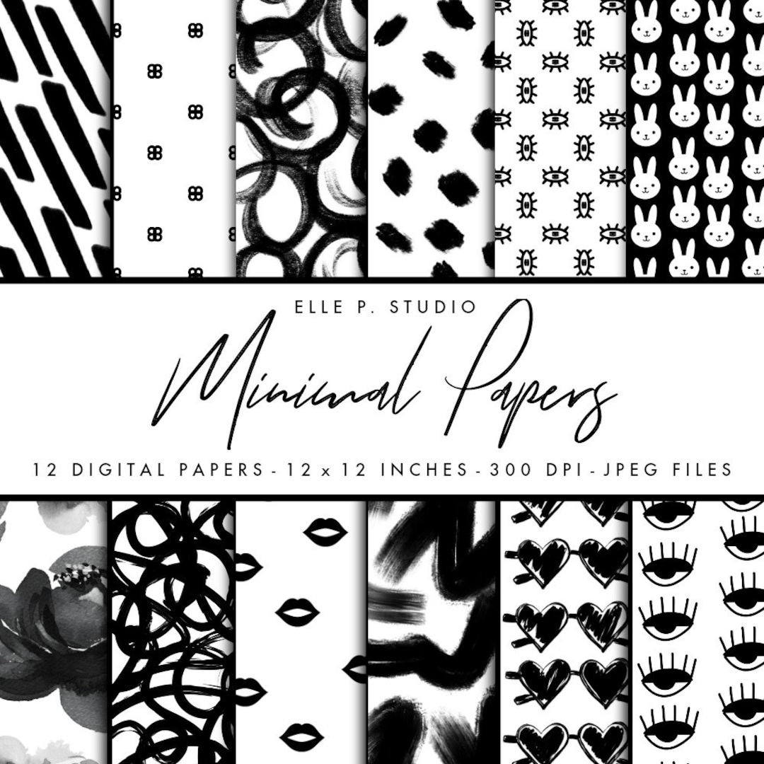 Minimal Paper Set / Digital Scrapbook Paper / Illustrated - Etsy