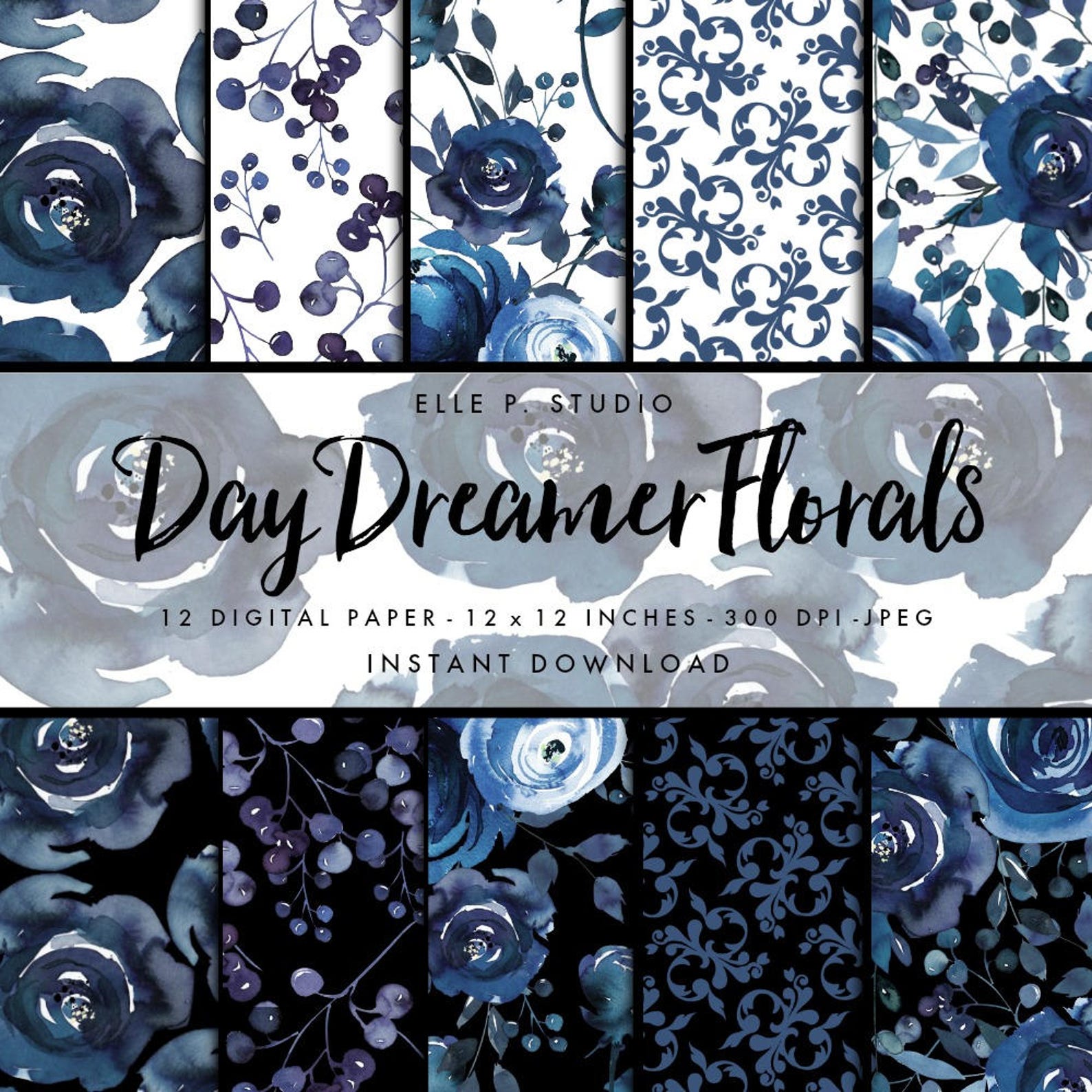 Day Dreamer Floral Digital Paper Set / Digital Scrapbook Paper | Etsy
