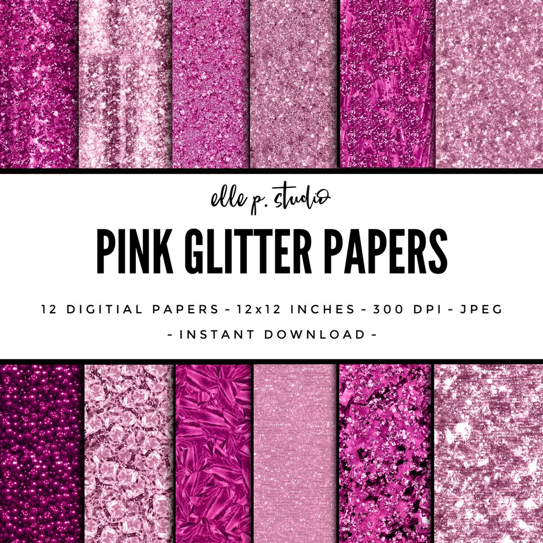 Pink Glittered Digital Paper Set/digital Scrapbook Paper/glitter Paper ...