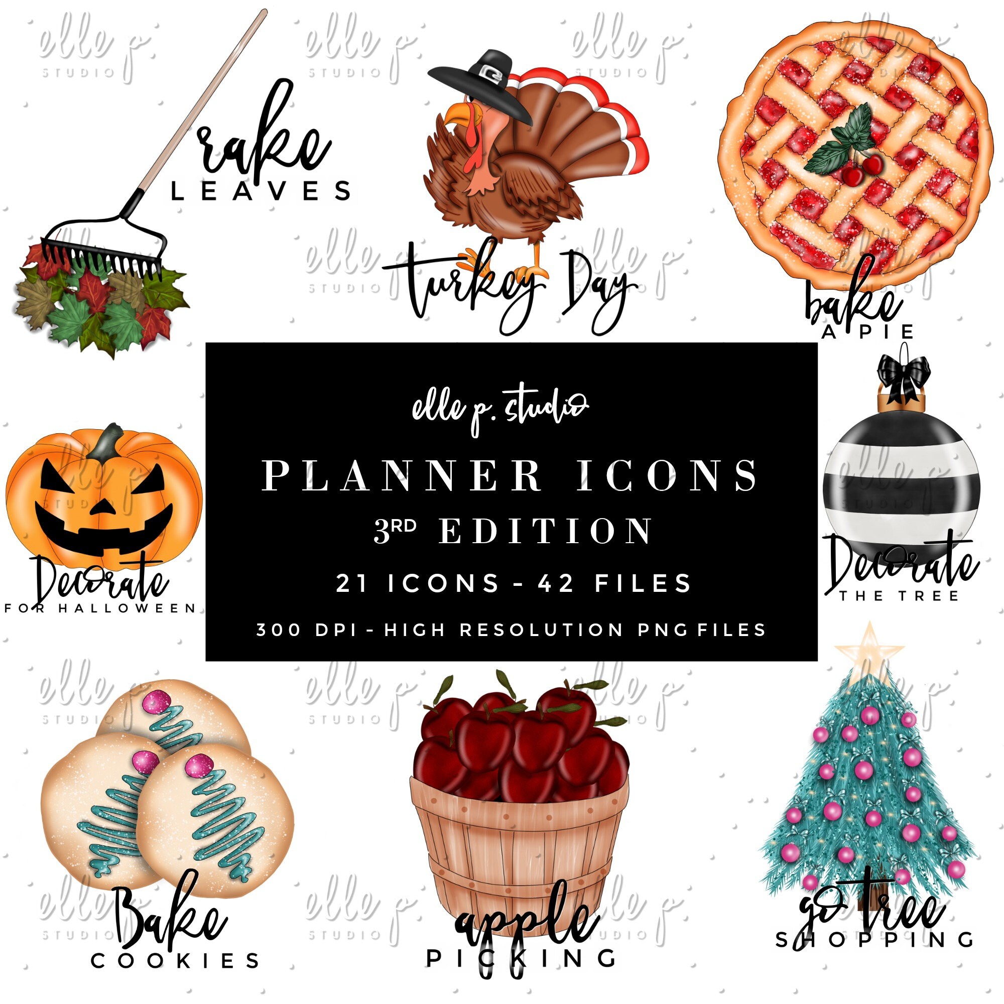 21 Planner Icons THIRD Edition/planner Clipart Bundle -files Total ...