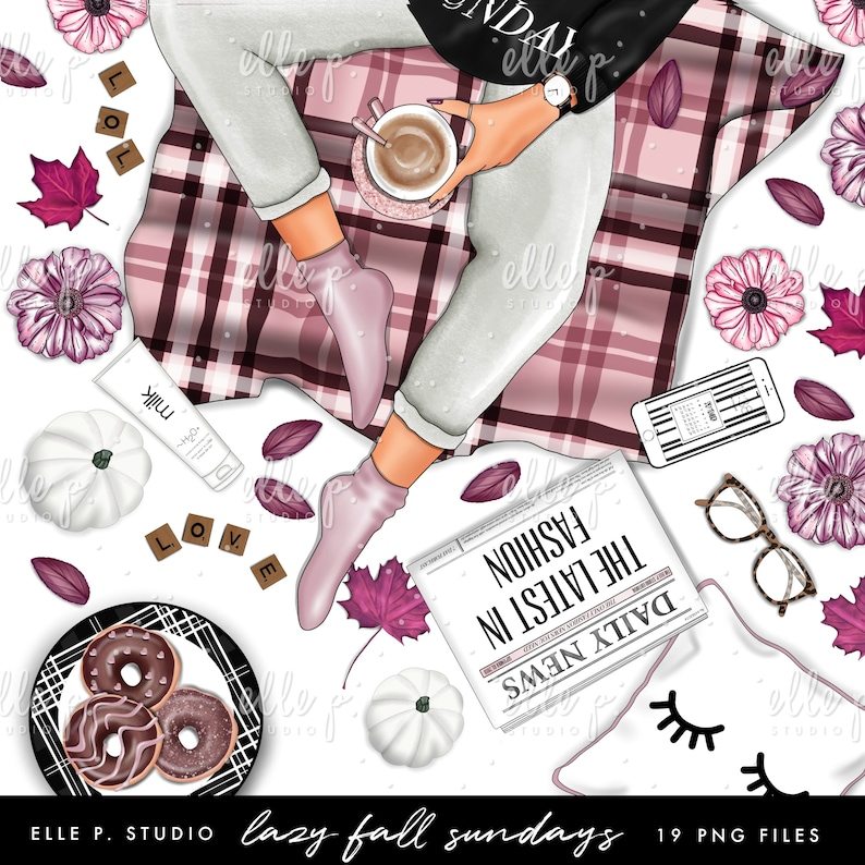 Lazy Fall Sundays Clipart / Scene Illustration / Fall Clipart Theme ...