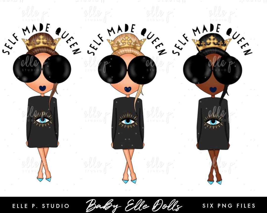 Selfmade Queens Baby Elle Dolls / Girl Boss Clipart/ Girl Illustration ...