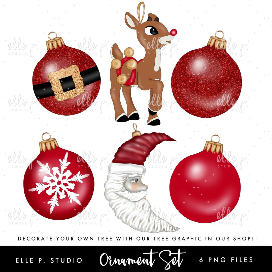 Red Christmas Ornaments Bundle /holiday Clipart Bundle -christmas ...