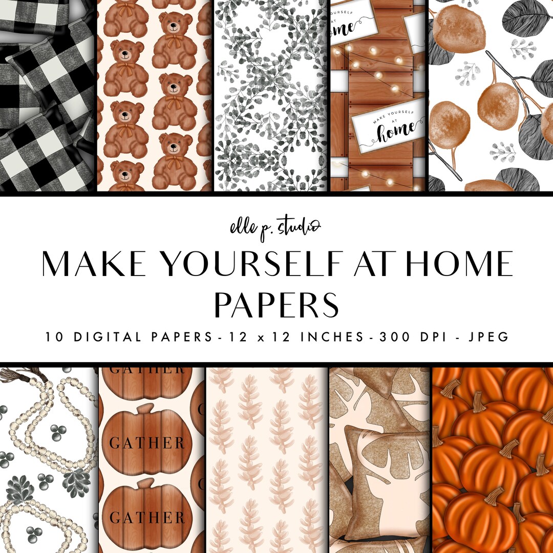 Fall Digital Paper Set / Digital Scrapbook Paper / Illustrated Paper ...