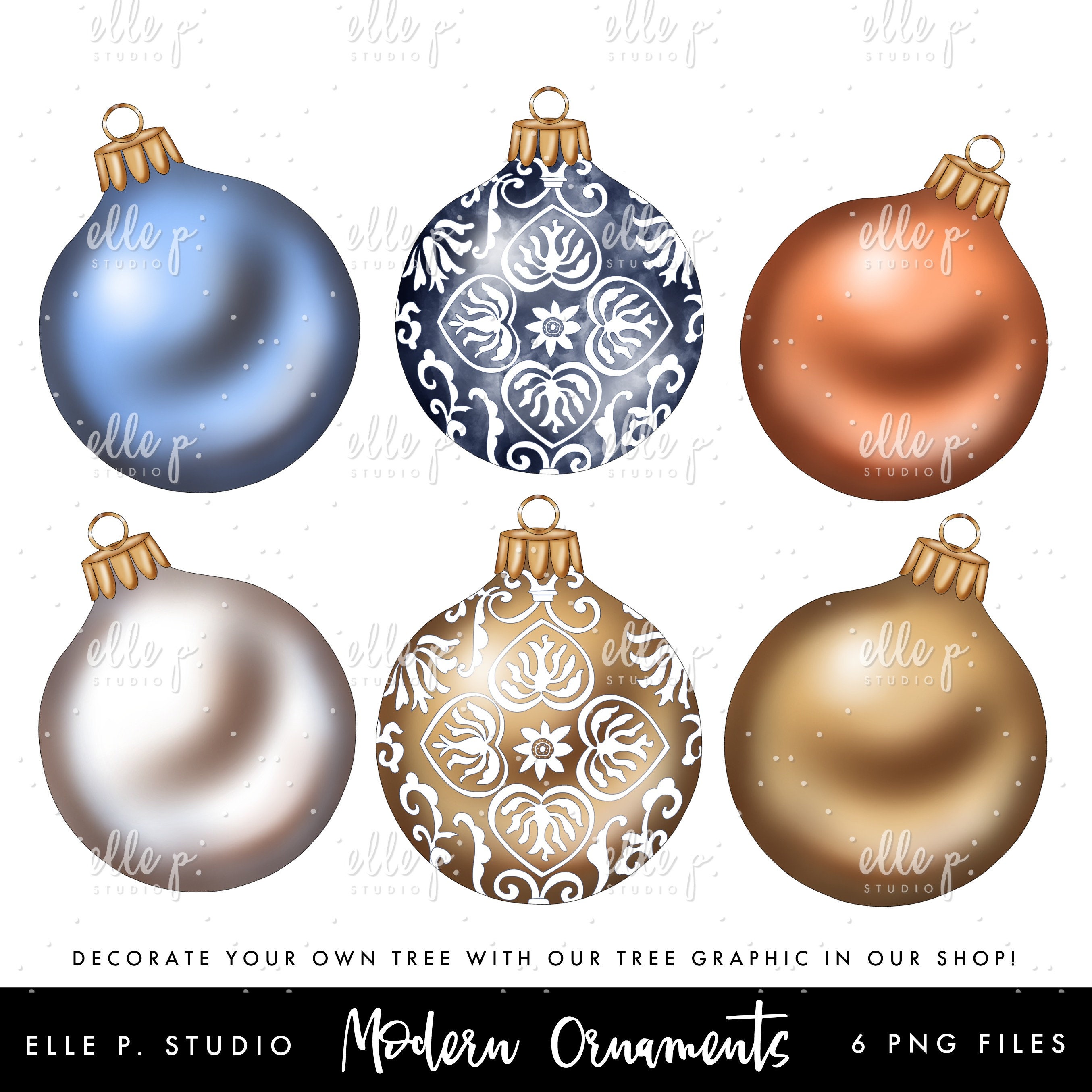 Modern Christmas Ornament Clip Art