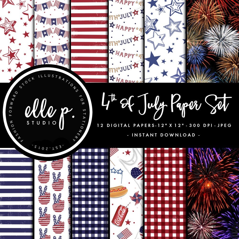 Fourth of July Digital Paper Set / Digital Scrapbook Paper / - Etsy
