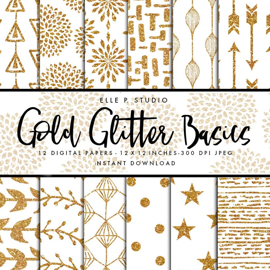 Gold Glitter Scrapbook Digital Paper Set / Digital Scrapbook Paper ...