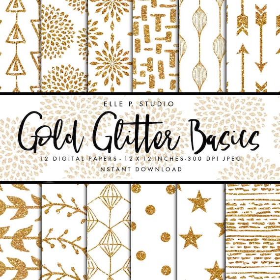 Gold Glitter Scrapbook Digital Paper Set / Digital Scrapbook | Etsy